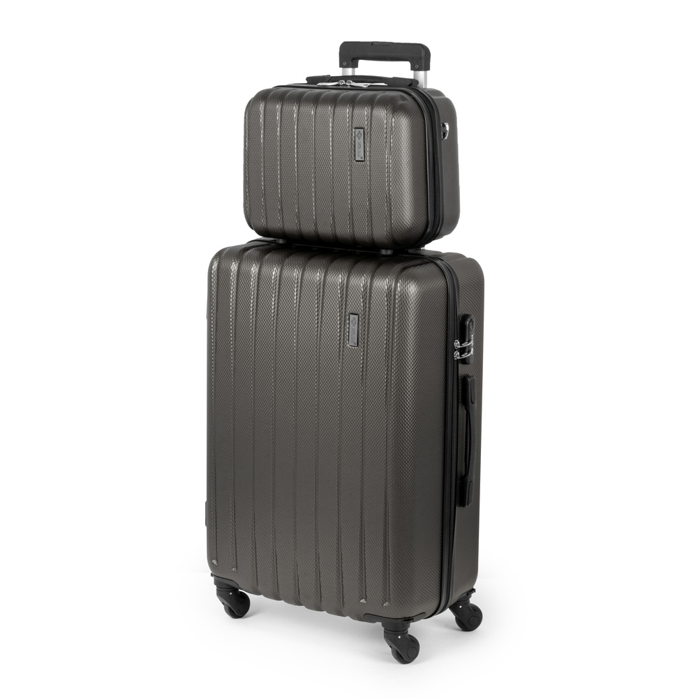 Travel suitcase set Travel case + medium suitcase 22' ABS STL902 dark grey Dark grey | Sale ...